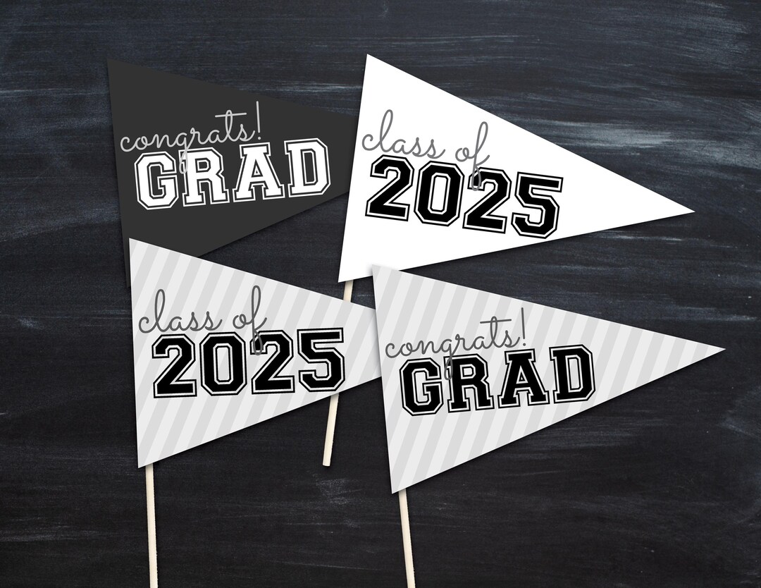 Graduation Class of 2025 Pennant Flags and Mini Flags | Graduation ...