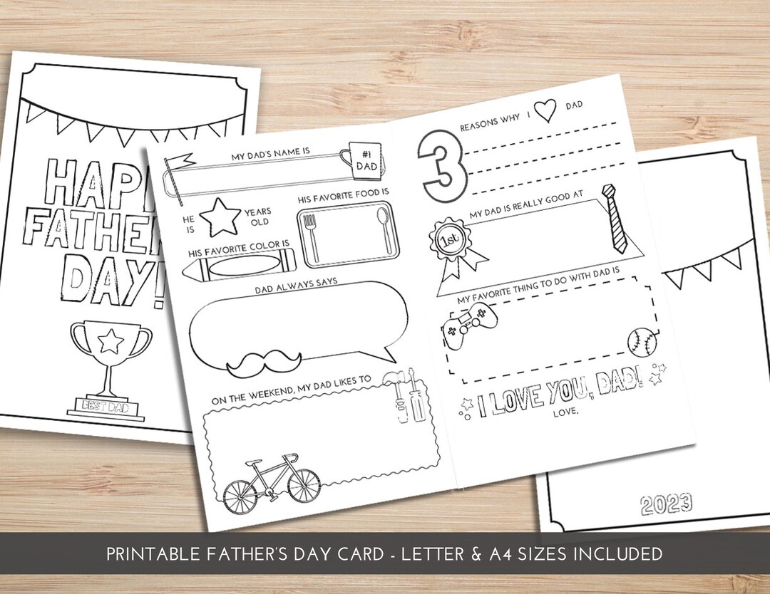 About Dad Father's Day Printable Coloring Card Fill - Etsy New Zealand