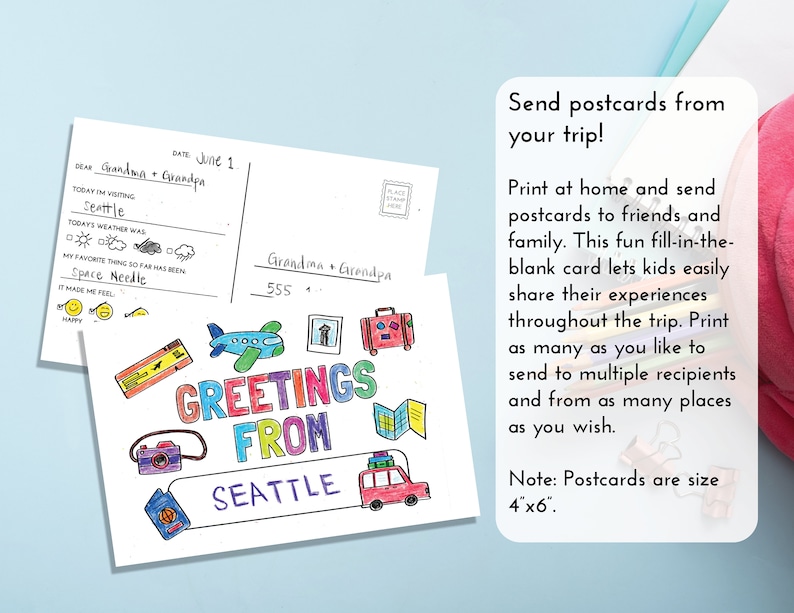 Kids Travel Postcards | Coloring Postcards | Instant PDF Download ...