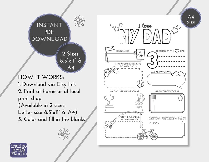 About Dad | Father's Day | Printable PDF | Father's Day Gift | Dad ...