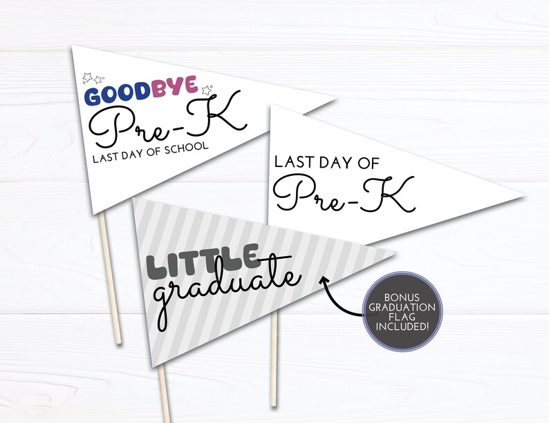Pre-k Last Day of School Pennant Flag | Printable PDF | Pre-k ...