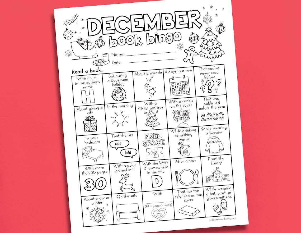 December Book Bingo and Reading Log for Kids | Holiday-themed Reading ...