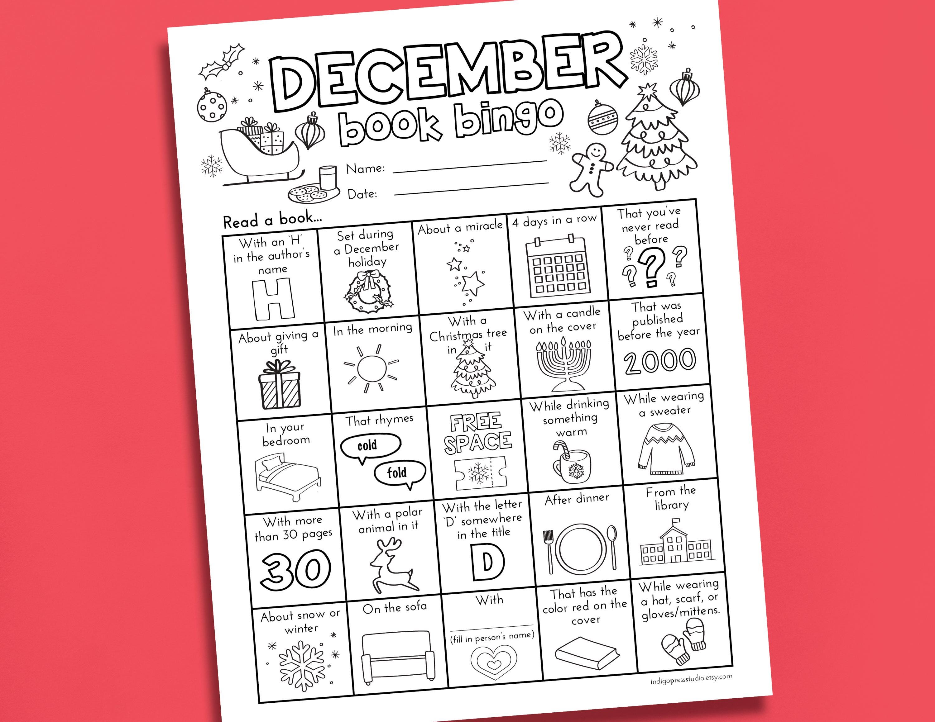 December Book Bingo and Reading Log for Kids | Holiday-themed Reading ...
