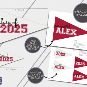 Custom Graduation Class of 2025 Pennant Flags and Mini Flags ...