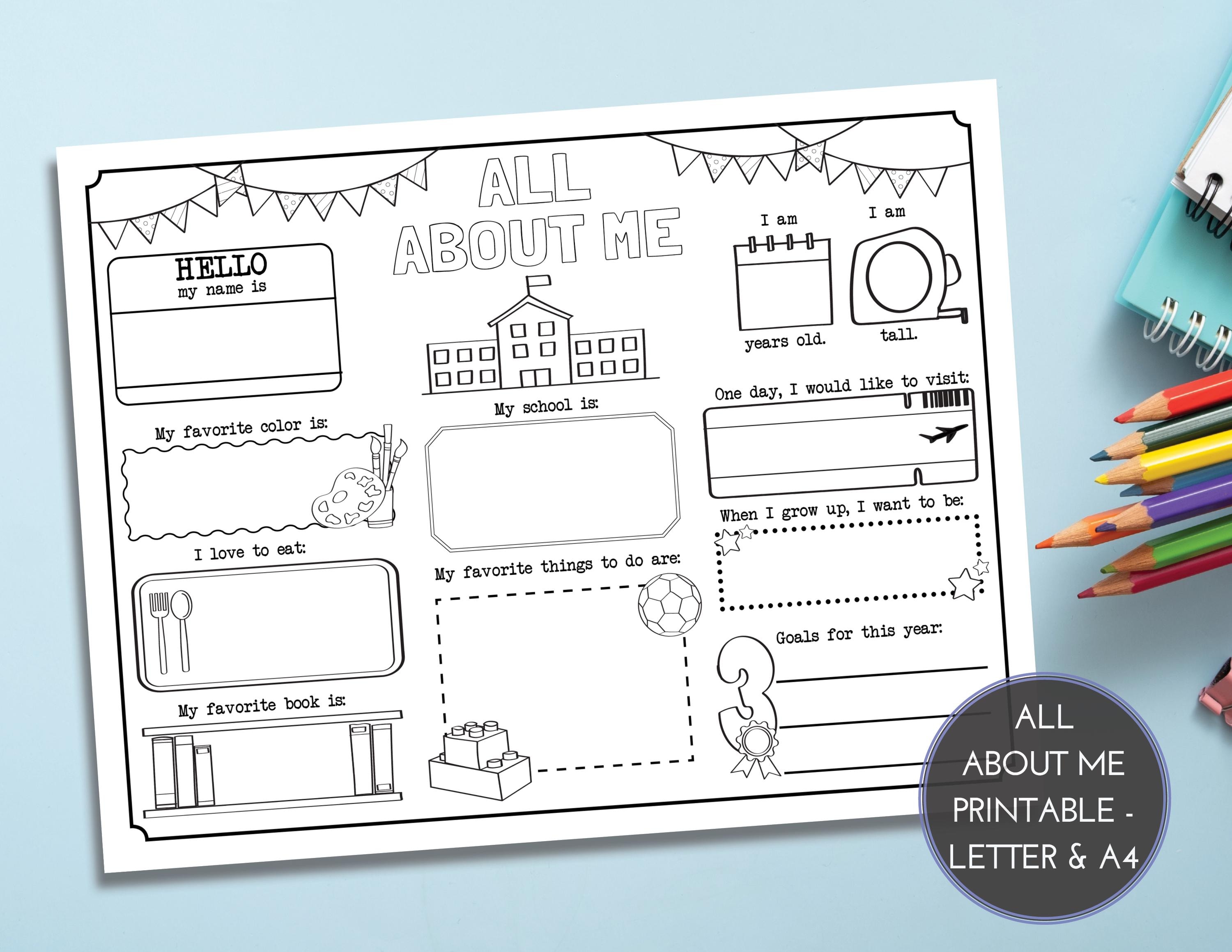 About Me Printable | Back to School All About Me | Kid Interview ...
