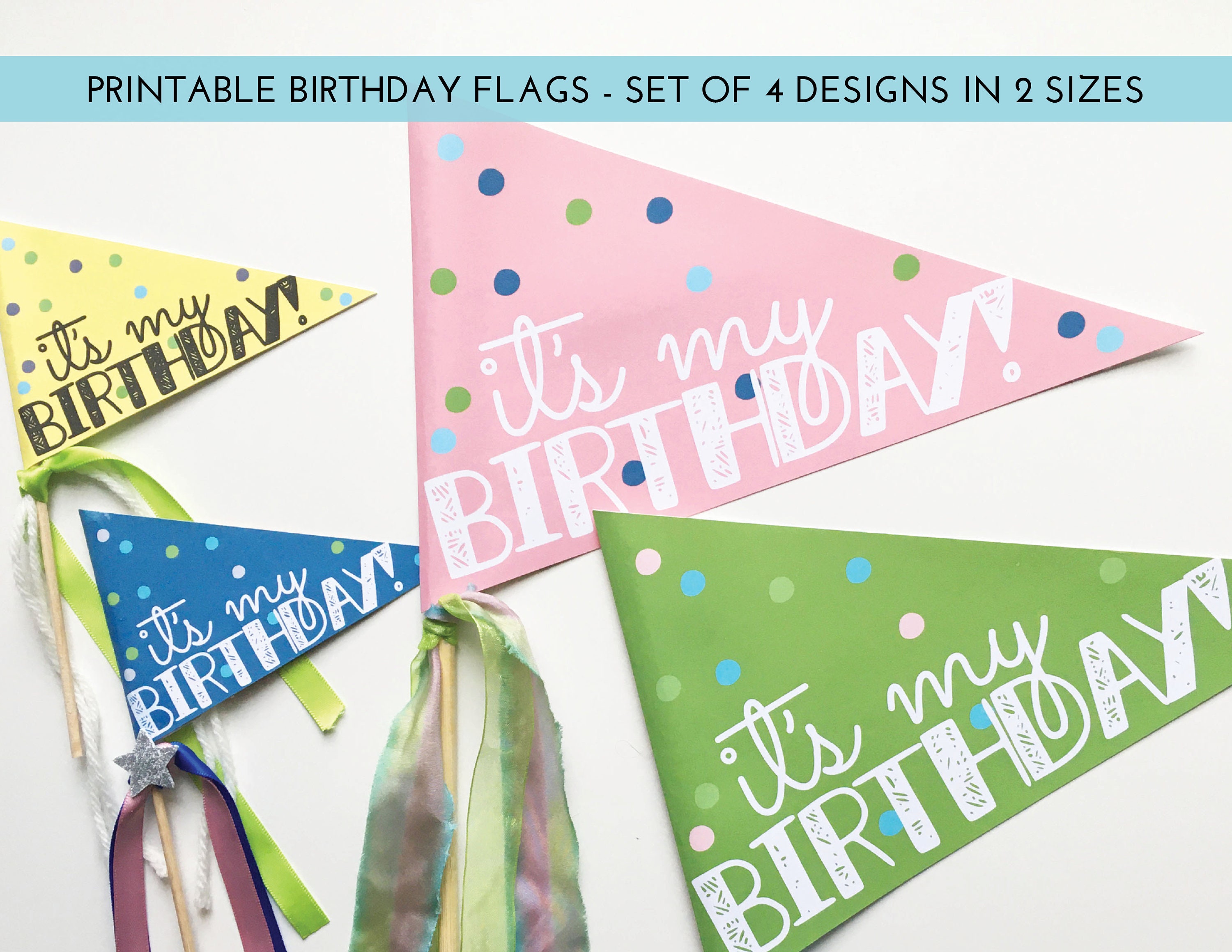 Printable Birthday Flags | Instant Download | It's My Birthday Sign ...