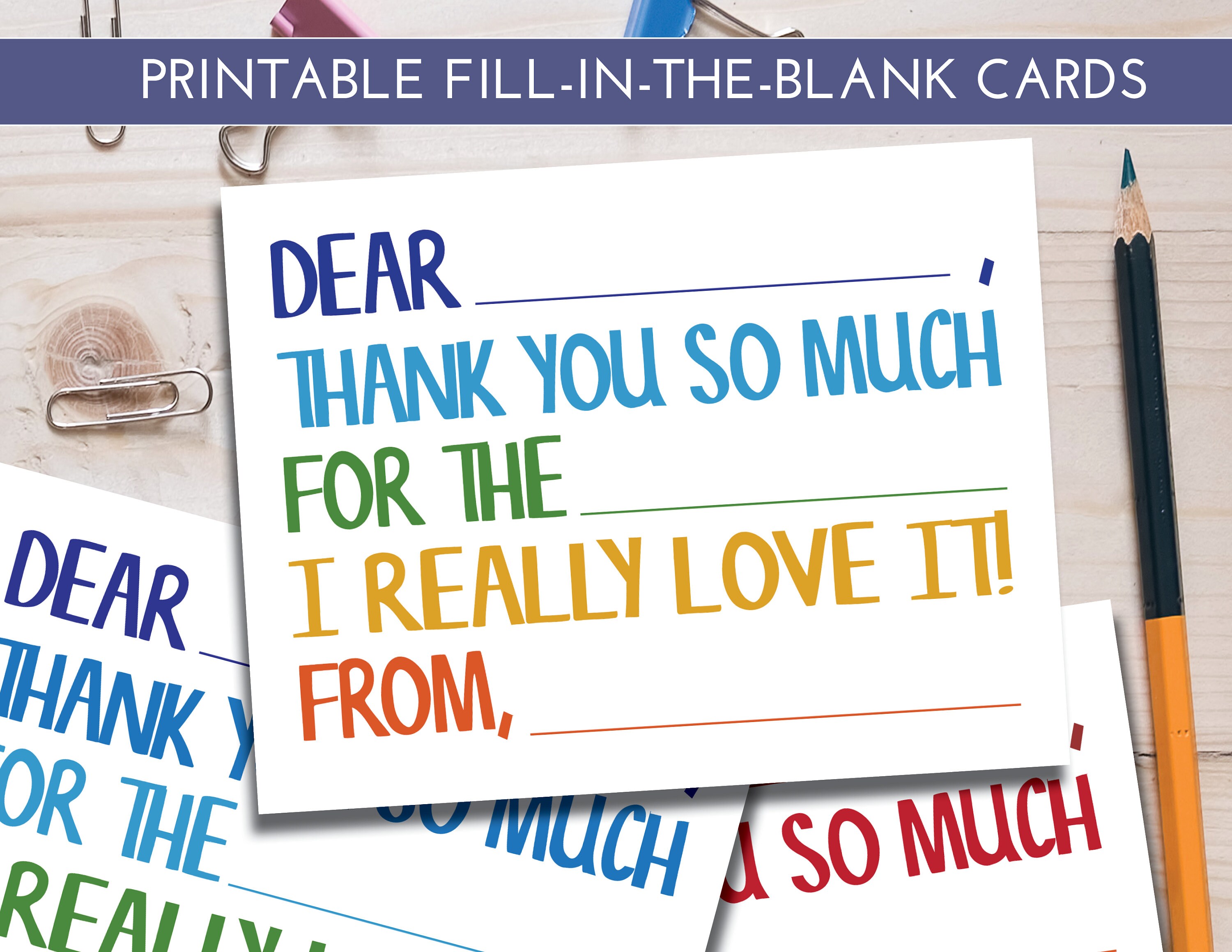 Tarjetas de agradecimiento imprimibles para niños / Rellenar - Etsy México