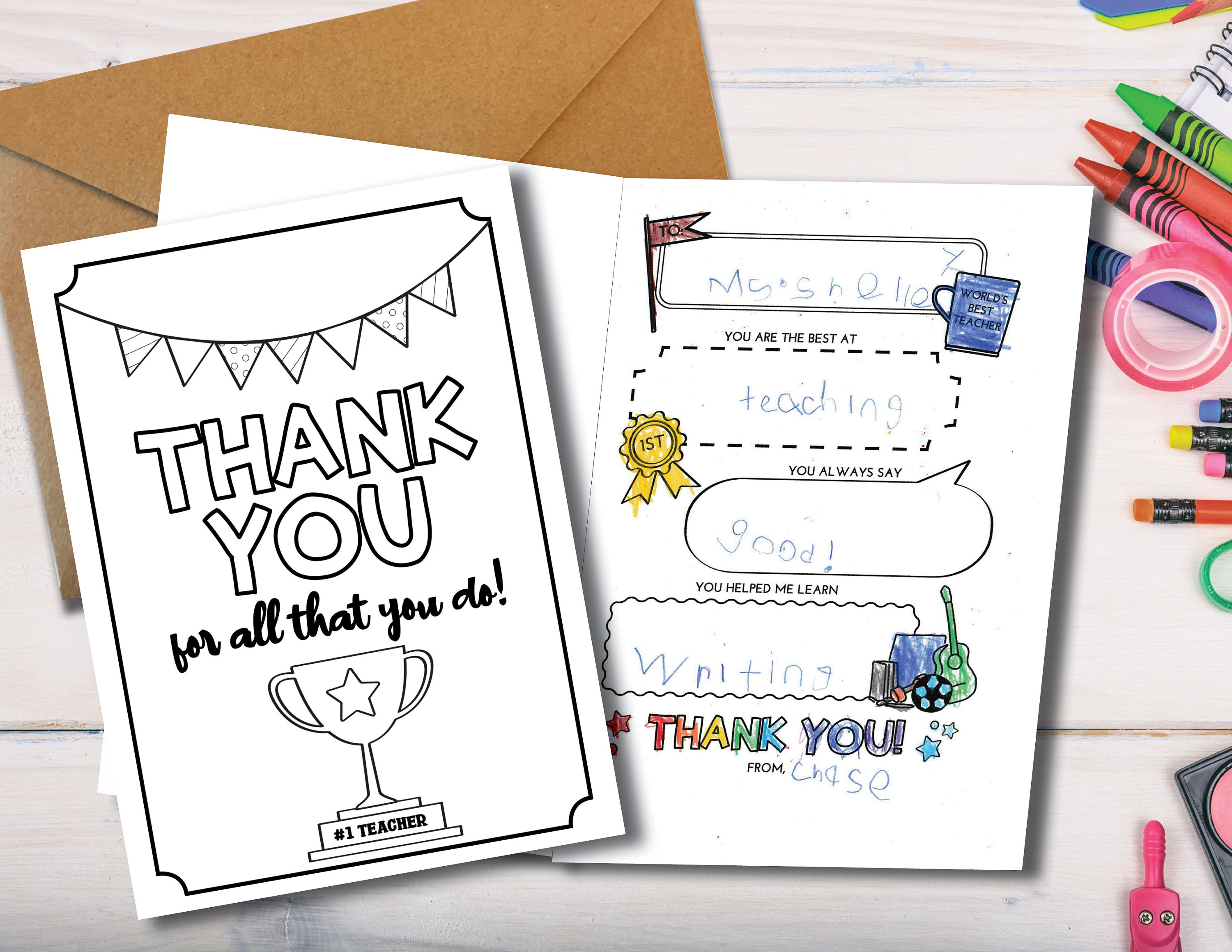 Teacher's Appreciation Card Printable | Thank You Coloring Card | All ...
