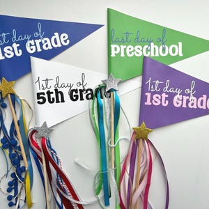 1st and Last Day of School Pennant Flags | Assembled Grade Level Flag ...