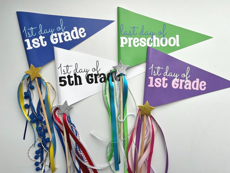 1st and Last Day of School Pennant Flags | Assembled Grade Level Flag ...