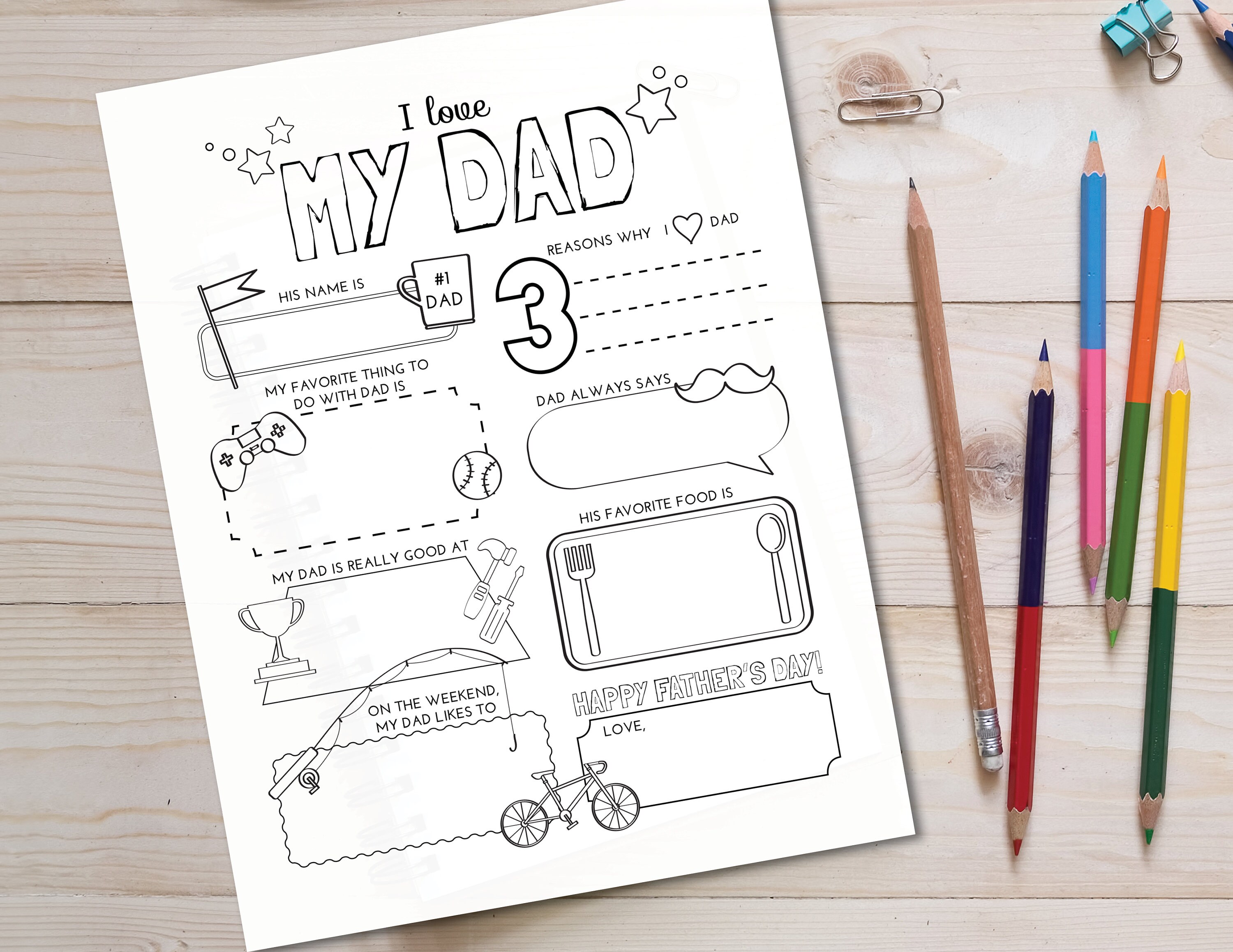 About Dad | Father's Day | Printable PDF | Father's Day Gift | Dad ...