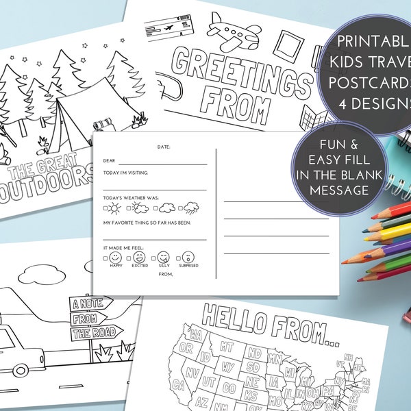 Coloring Postcards - Etsy