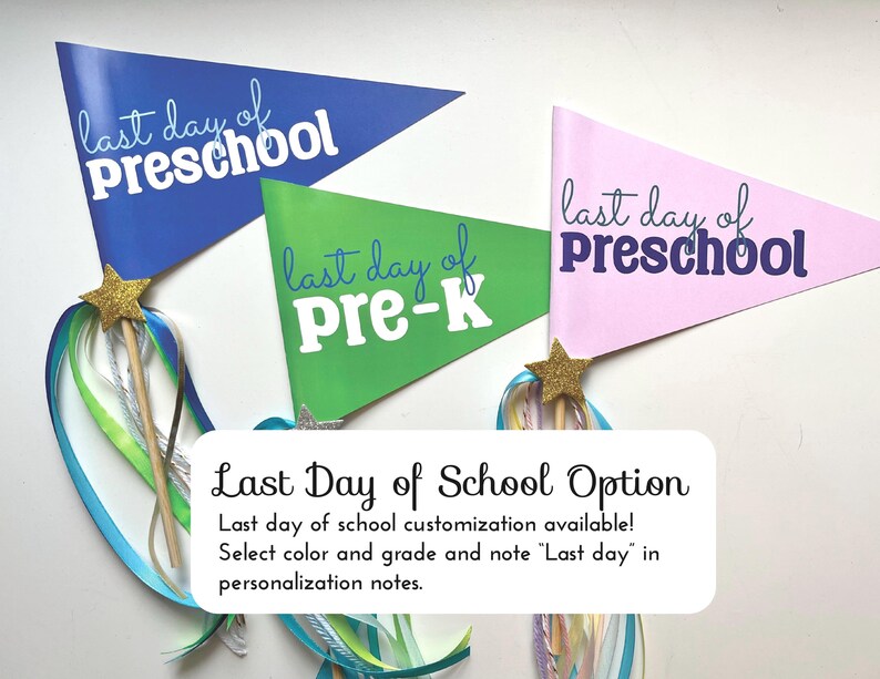 1st and Last Day of School Pennant Flags | Assembled Grade Level Flag ...