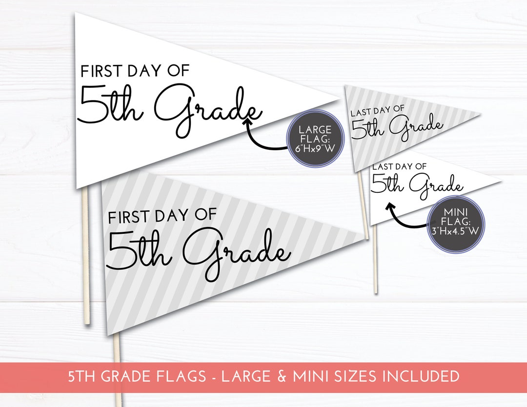 First & Last Day of 5th Grade Pennant Flag and Mini Flags | 5th Grade ...