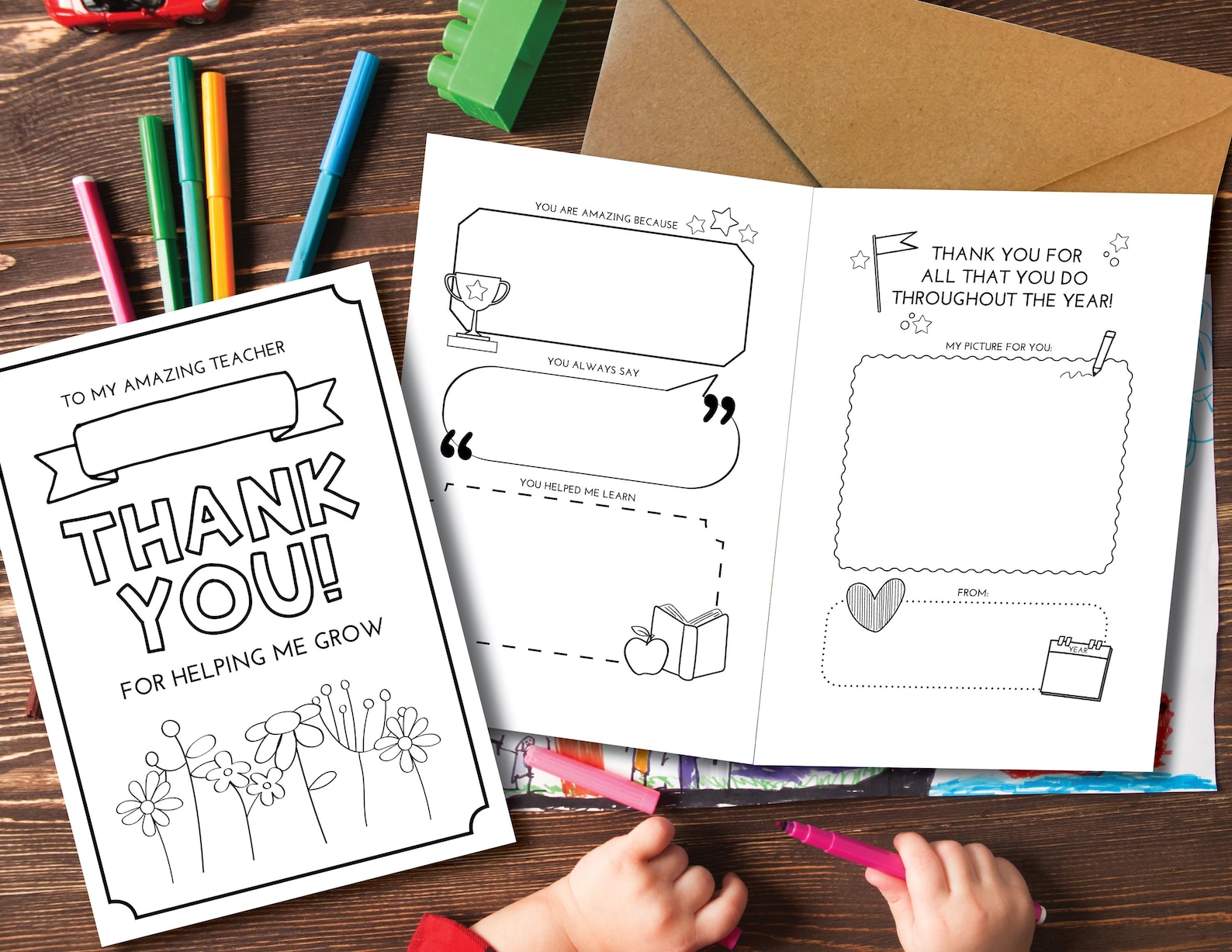 Teacher's Appreciation Card Printable | Thank You Coloring Card | All ...