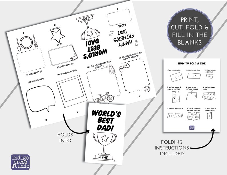 All About Dad Mini Book | Zine Father's Day Book | Printable Zine Card ...
