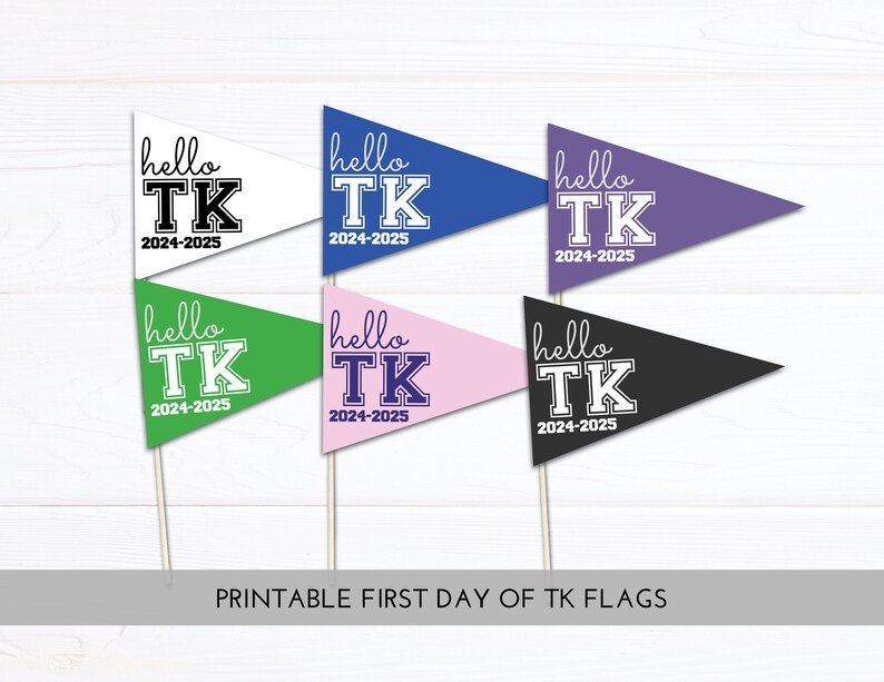 1st Day of TK Pennant Flags 2024 Instant PDF Download Hello TK First ...