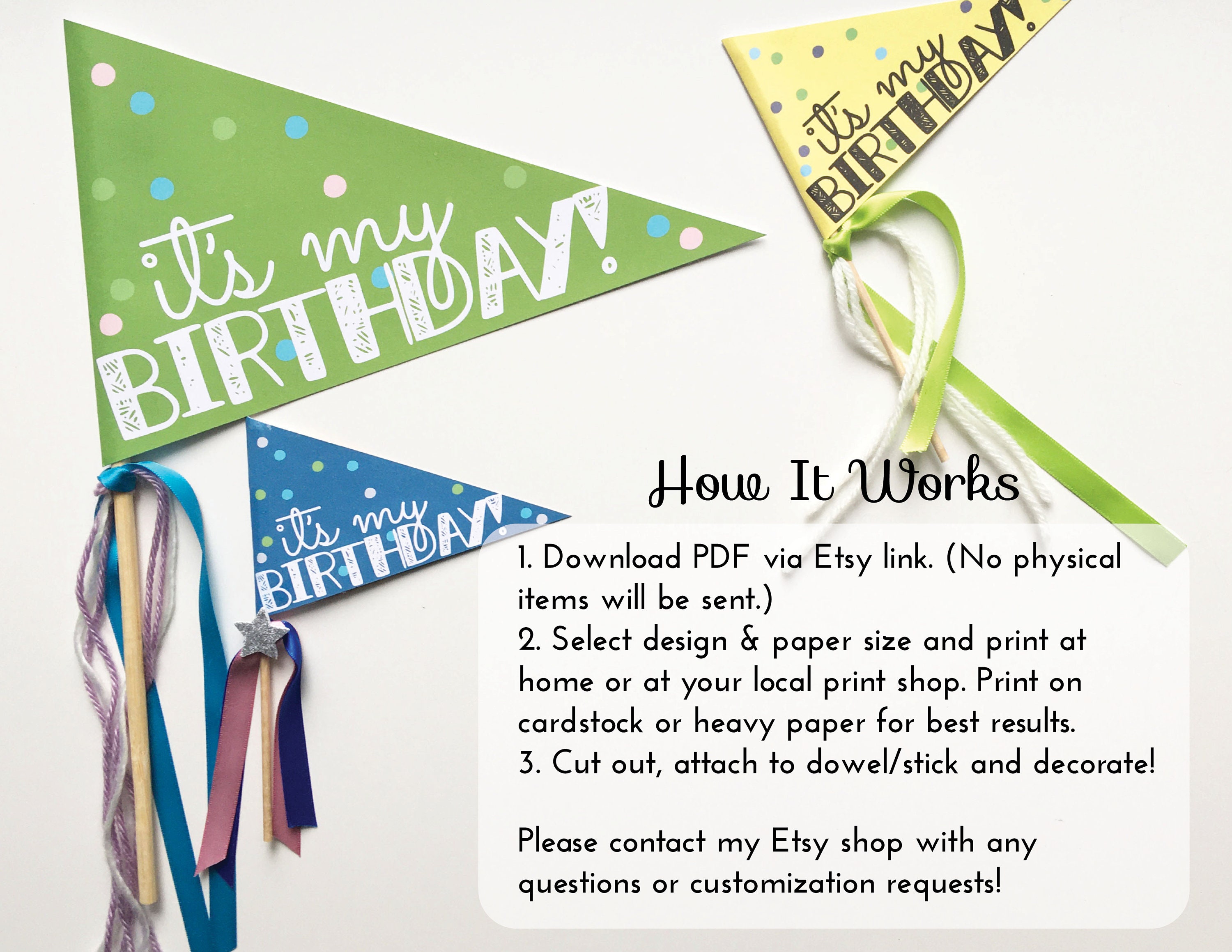 Printable Birthday Flags | Instant Download | It's My Birthday Sign ...