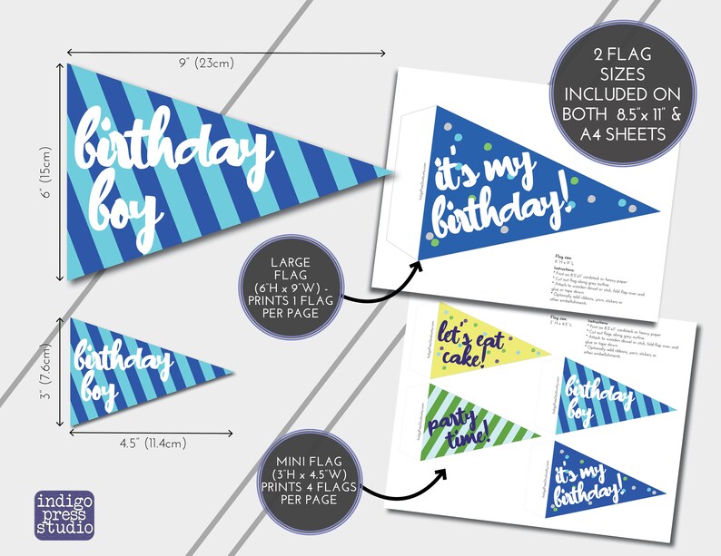 Birthday Pennant Flags | Birthday Boy Flag | Instant Download ...