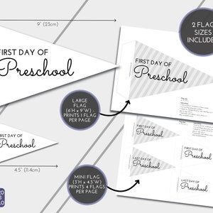 Preschool First and Last Day of School Pennant Flag & Mini Flag ...