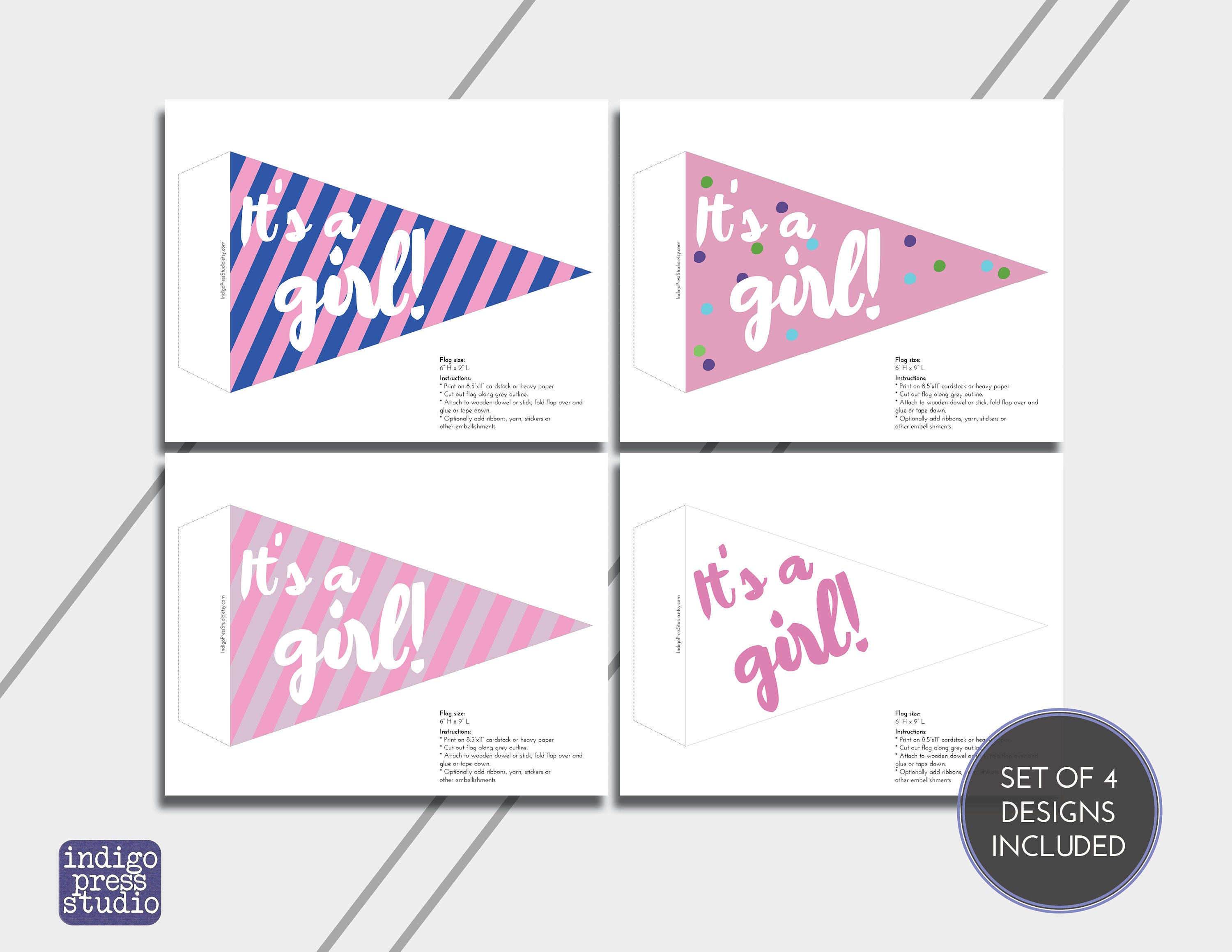 It's a Girl Pennant Flags and Mini Flags | Gender Reveal Flag | Baby ...
