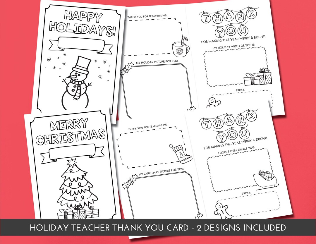 Teacher Holiday Thank You Card Printable | Teacher Christmas Gift ...