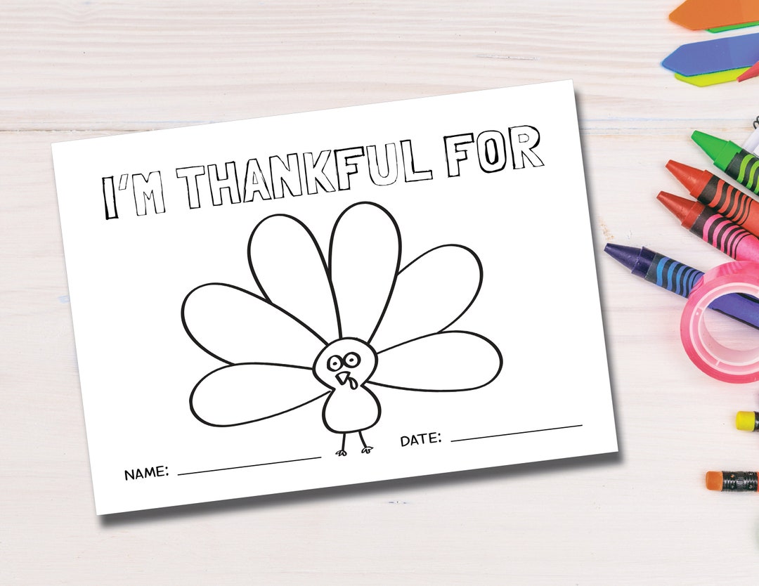 Printable Gratitude Cards for Kids | Turkey I'm Thankful for Cards ...