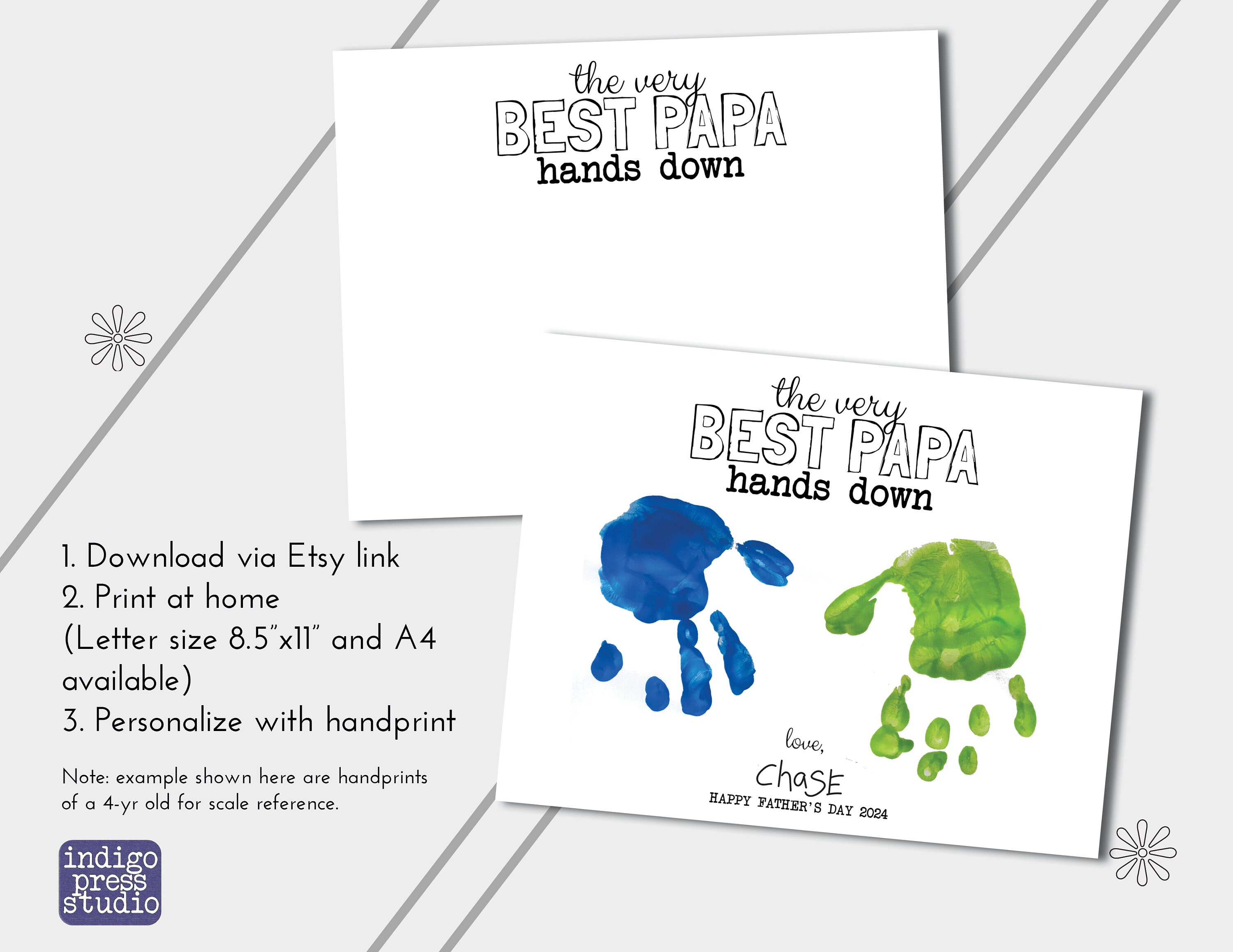 Hands Down Best Papa Instant Download Printable PDF Father's Day Gift ...