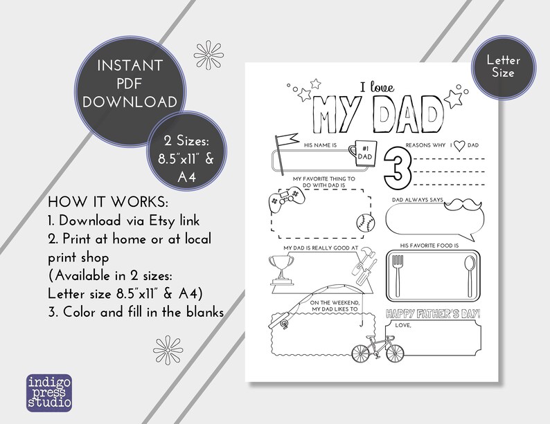 About Dad | Father's Day | Printable PDF | Father's Day Gift | Dad ...