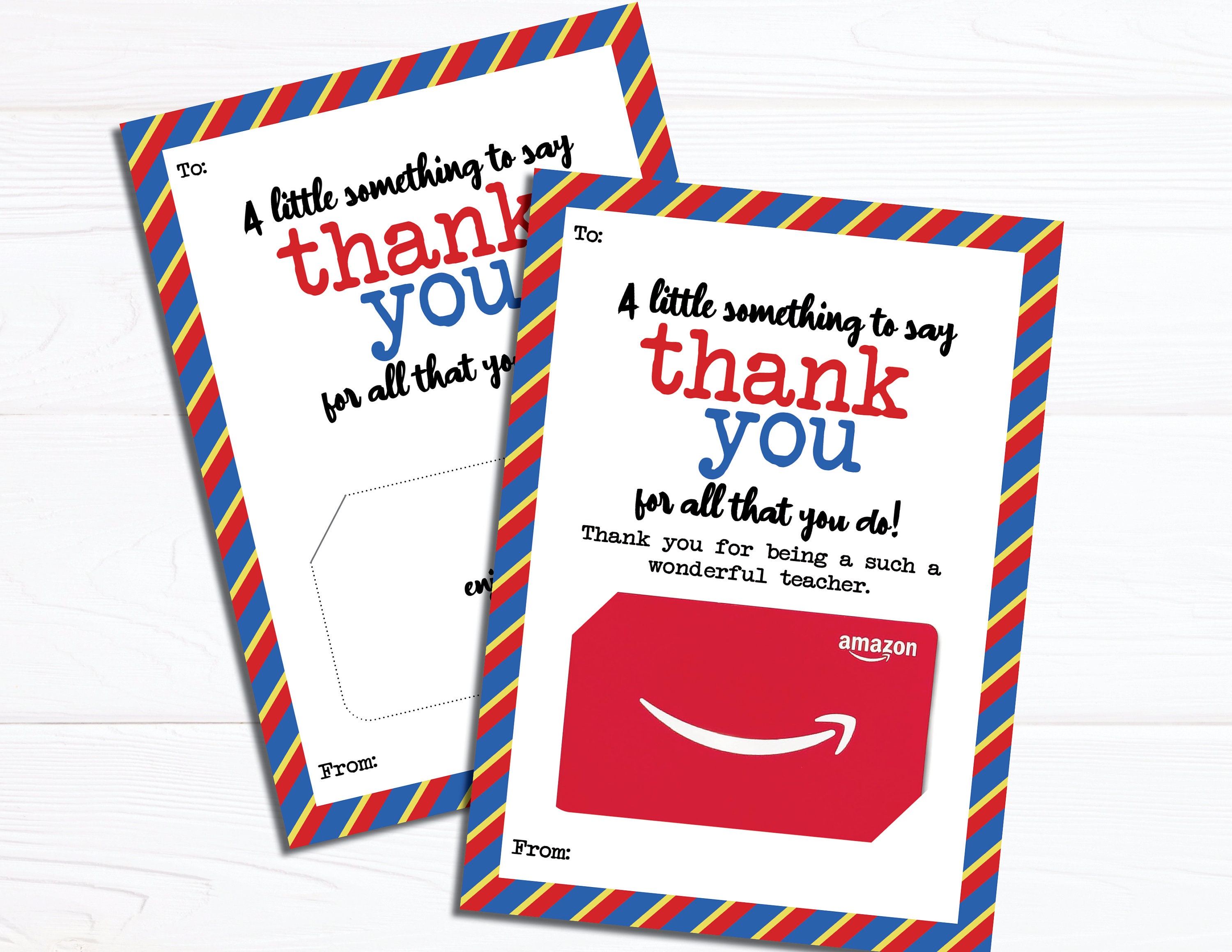 Teacher Thank You Gift Card Holder Printable Teacher Appreciation Card ...