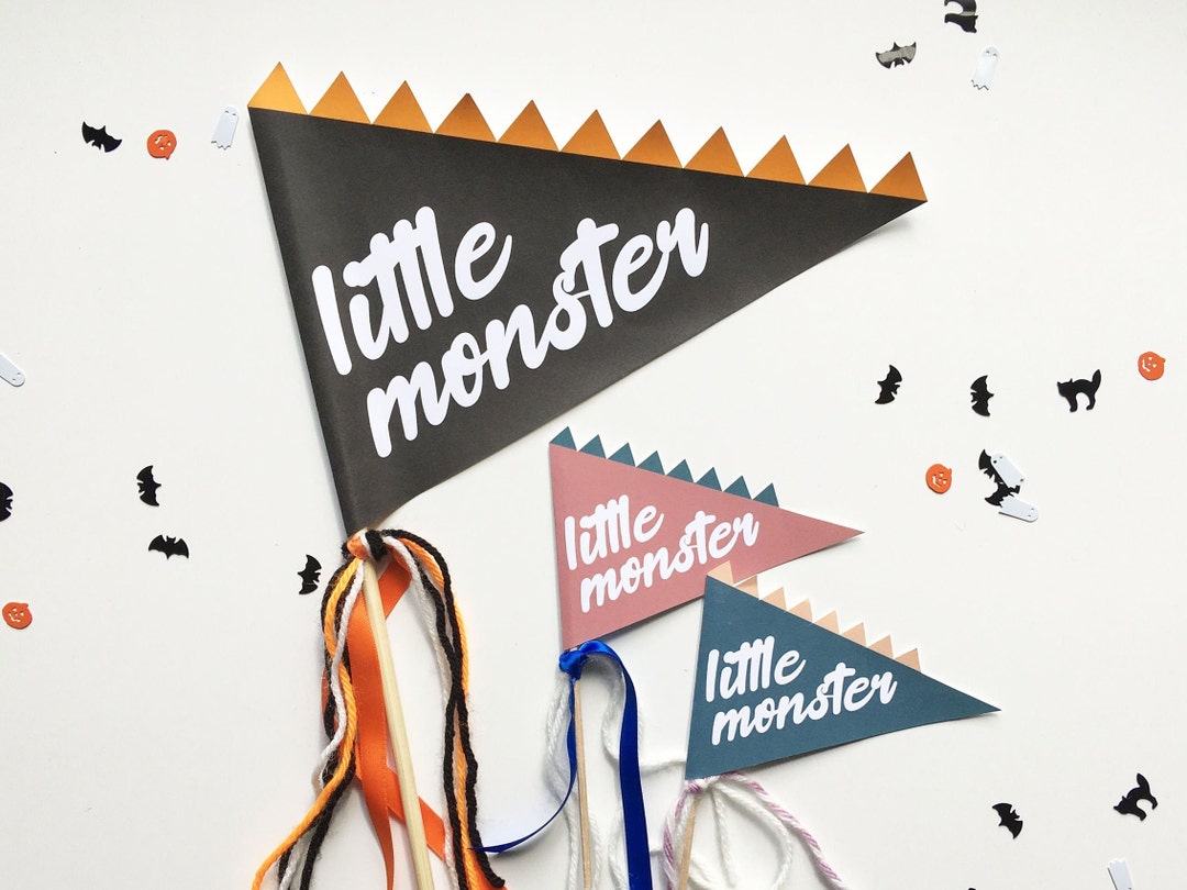 Little Monster Halloween Pennant Flags Kids Halloween - Etsy
