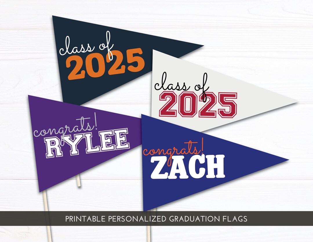 Custom Graduation Class of 2025 Pennant Flags and Mini Flags ...