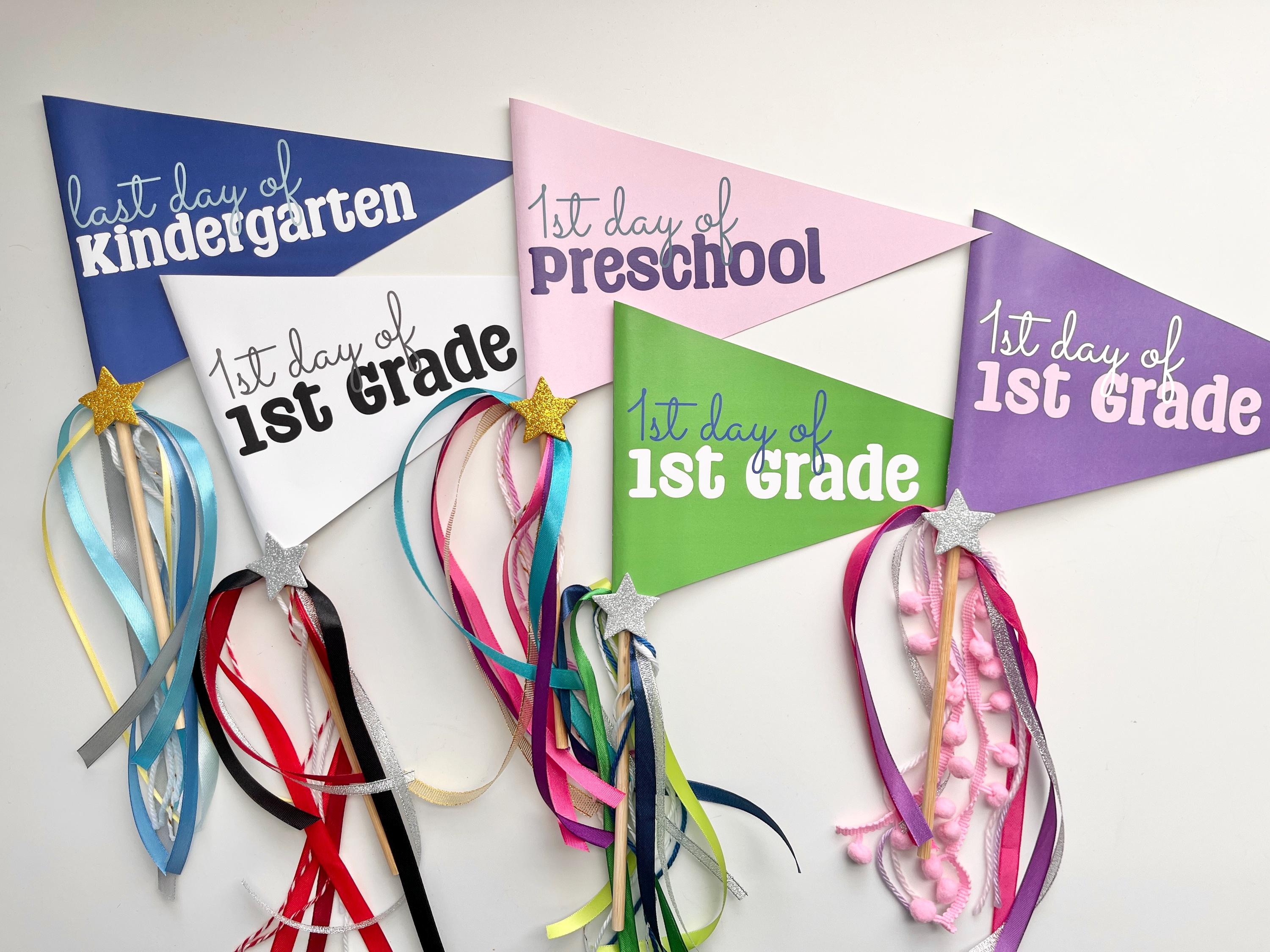 1st and Last Day of School Pennant Flags | Assembled Grade Level Flag ...