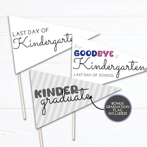 Kindergarten Last Day of School Pennant Flag | Printable PDF ...
