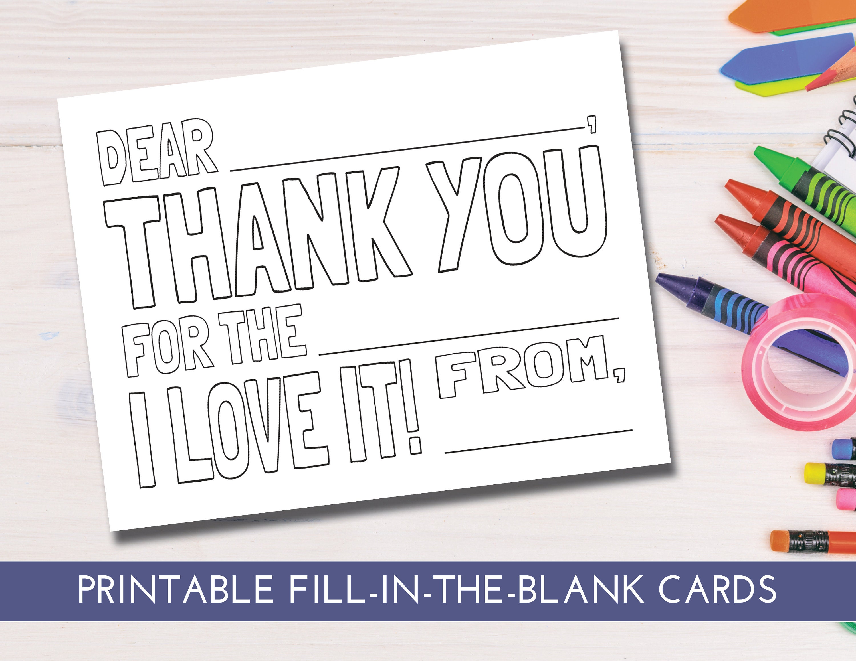 Kids Fill-in-the-blank Printable Thank You Cards | Birthday Thank You ...