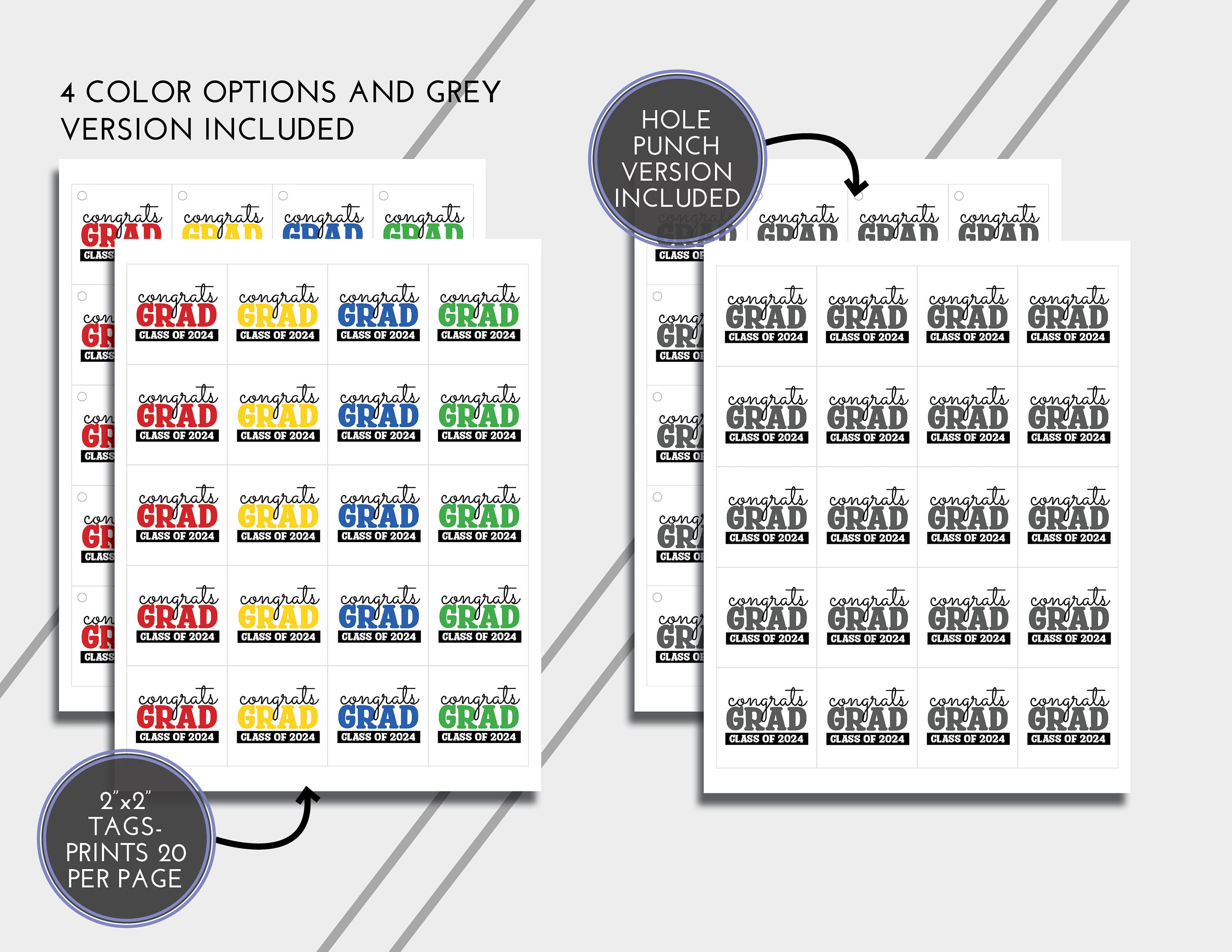 Graduation Gift Tags Printable Class of 2024 Gift Tags Minimalist ...