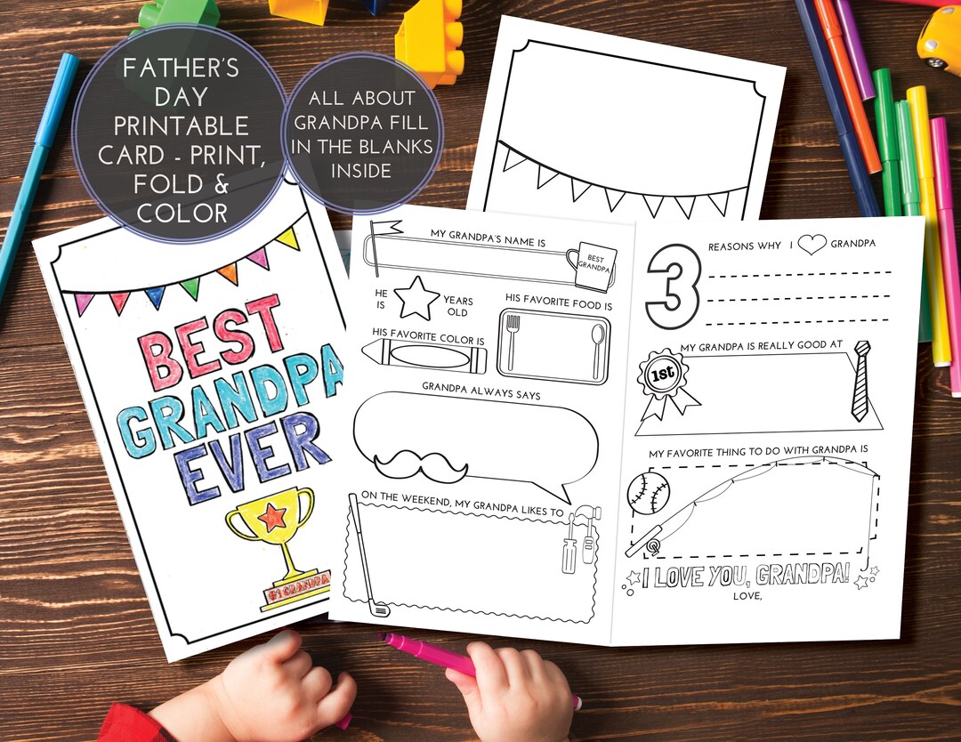 About Grandpa | Father's Day | Grandpa's Birthday | Printable Coloring ...