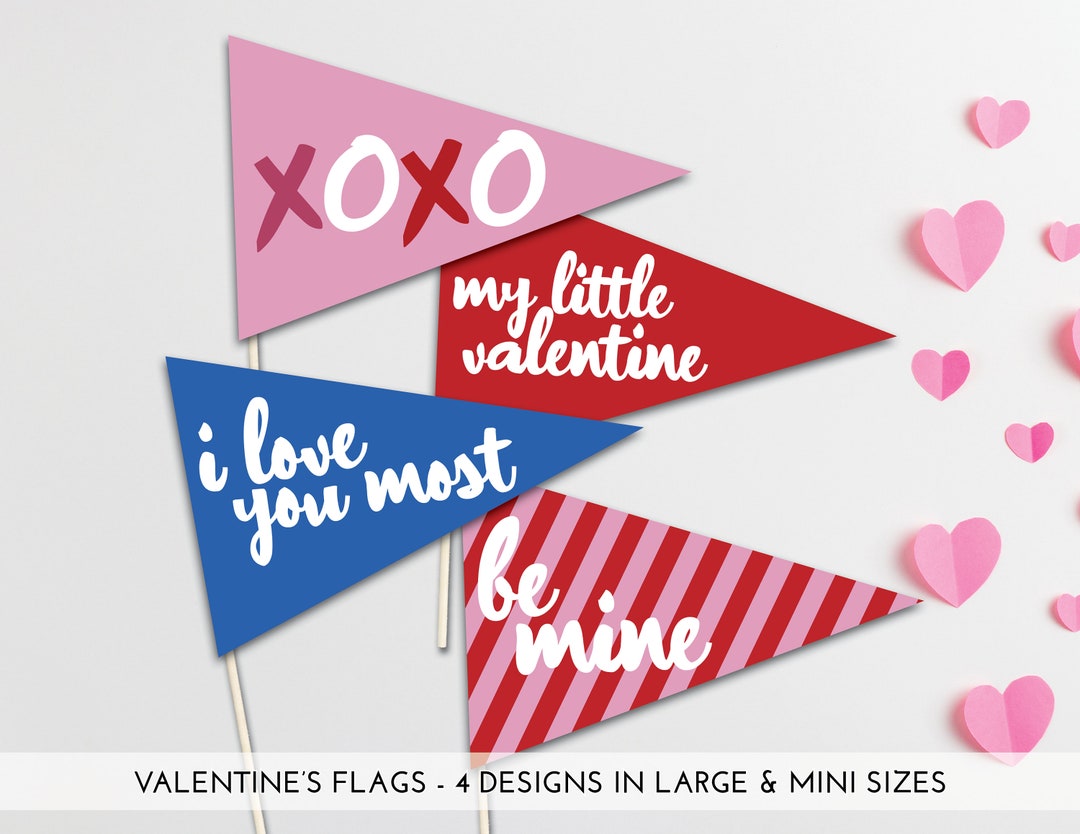 Valentine's Pennant Flags and Mini Flags | Instant Download | Valentine ...