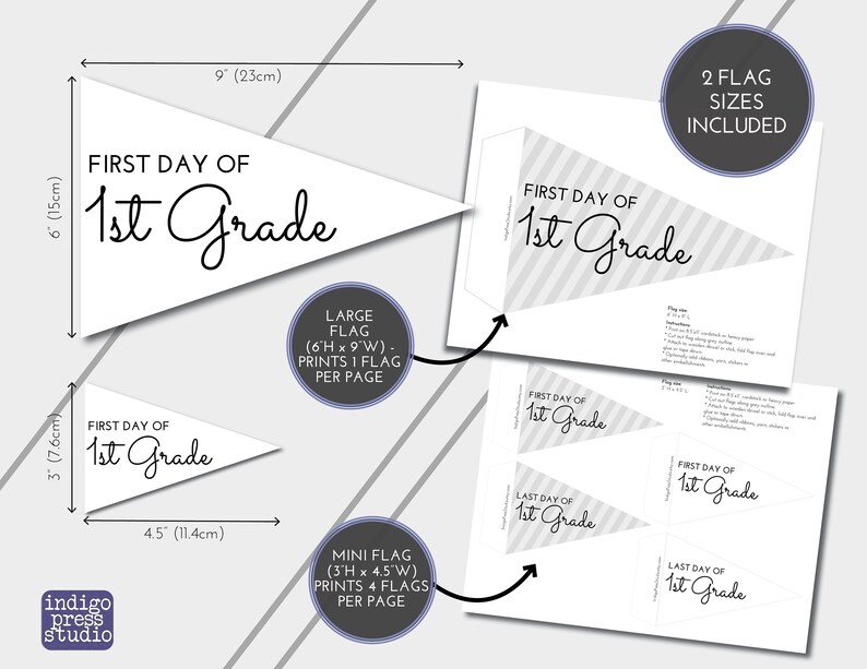 First & Last Day of 1st Grade Pennant Flag and Mini Flags | 1st Grade ...