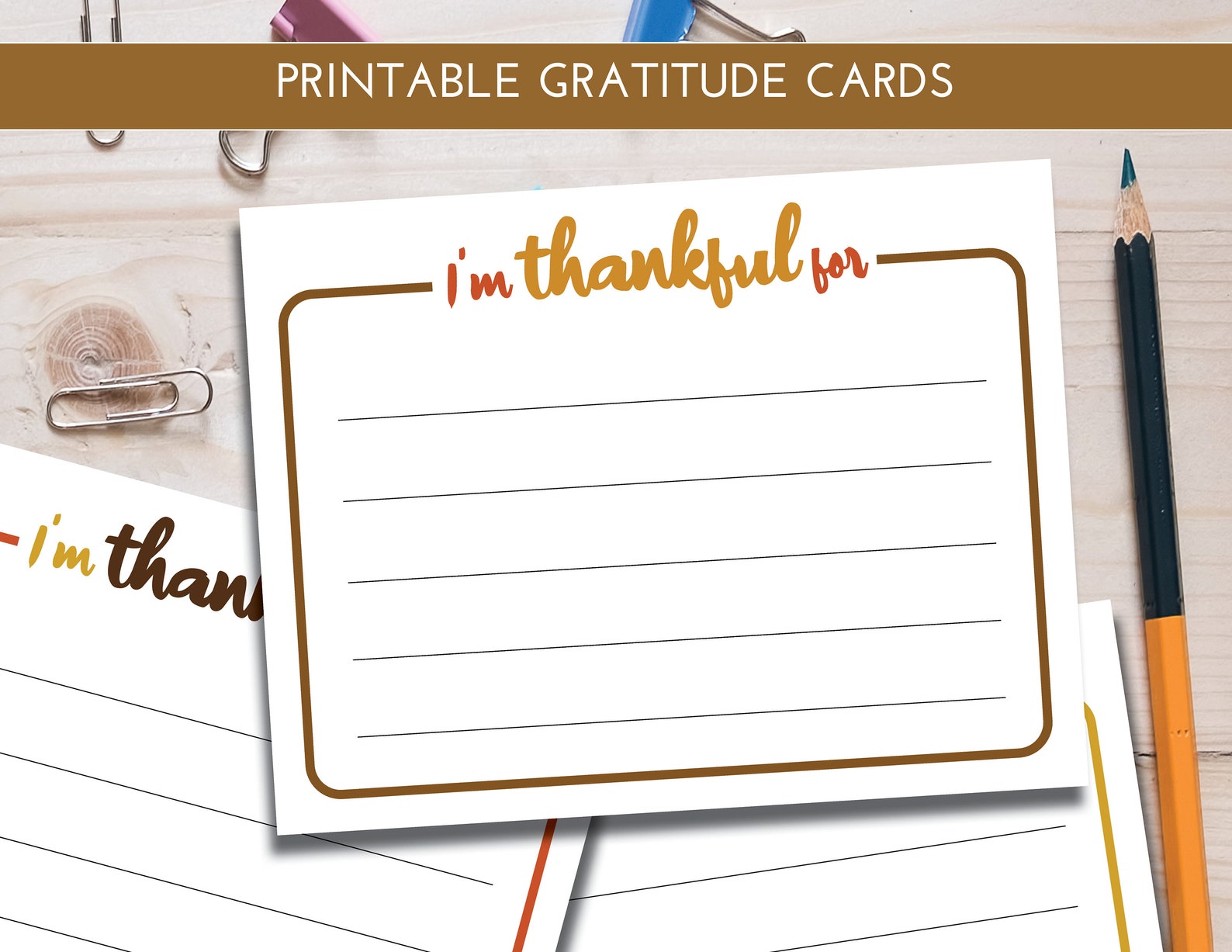 Printable Gratitude Cards | Modern Minimalist I'm Thankful for Cards ...