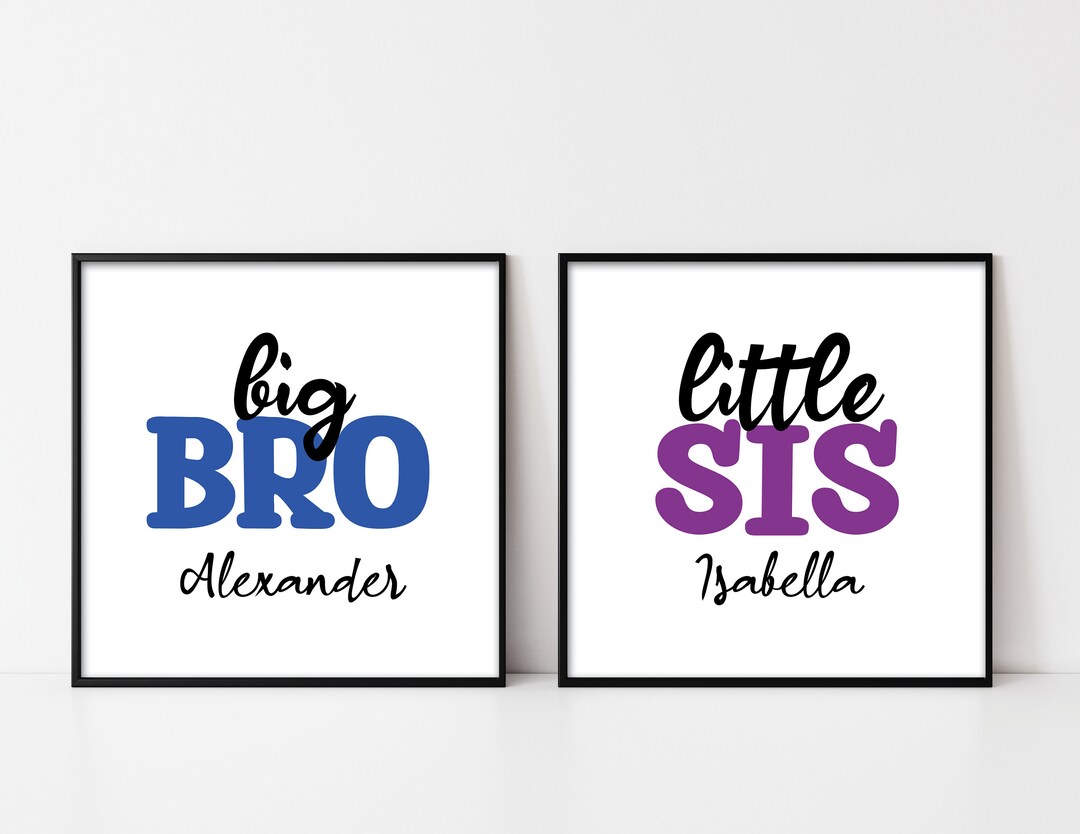 Personalized Siblings Sign, Set of 2 | Custom Name Sign | Big Bro ...