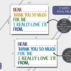 Printable Thank You Cards for Kids | Fill-in-the-blank | Birthday Thank ...