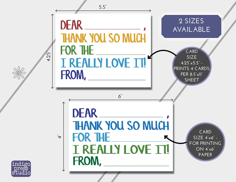 Tarjetas de agradecimiento imprimibles para niños / Rellenar - Etsy México