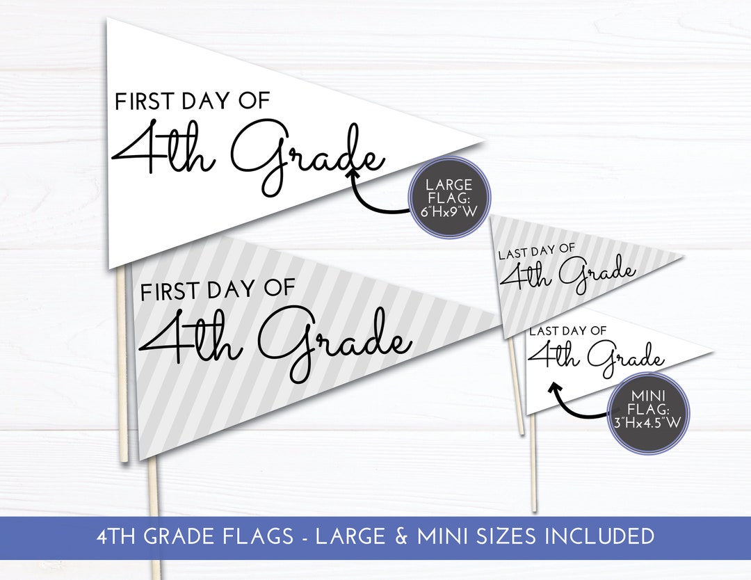 First & Last Day of 4th Grade Pennant Flag and Mini Flags | 4th Grade ...