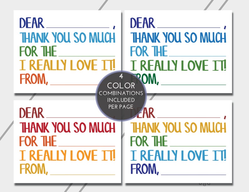 Printable Thank You Cards for Kids | Fill-in-the-blank | Birthday Thank ...