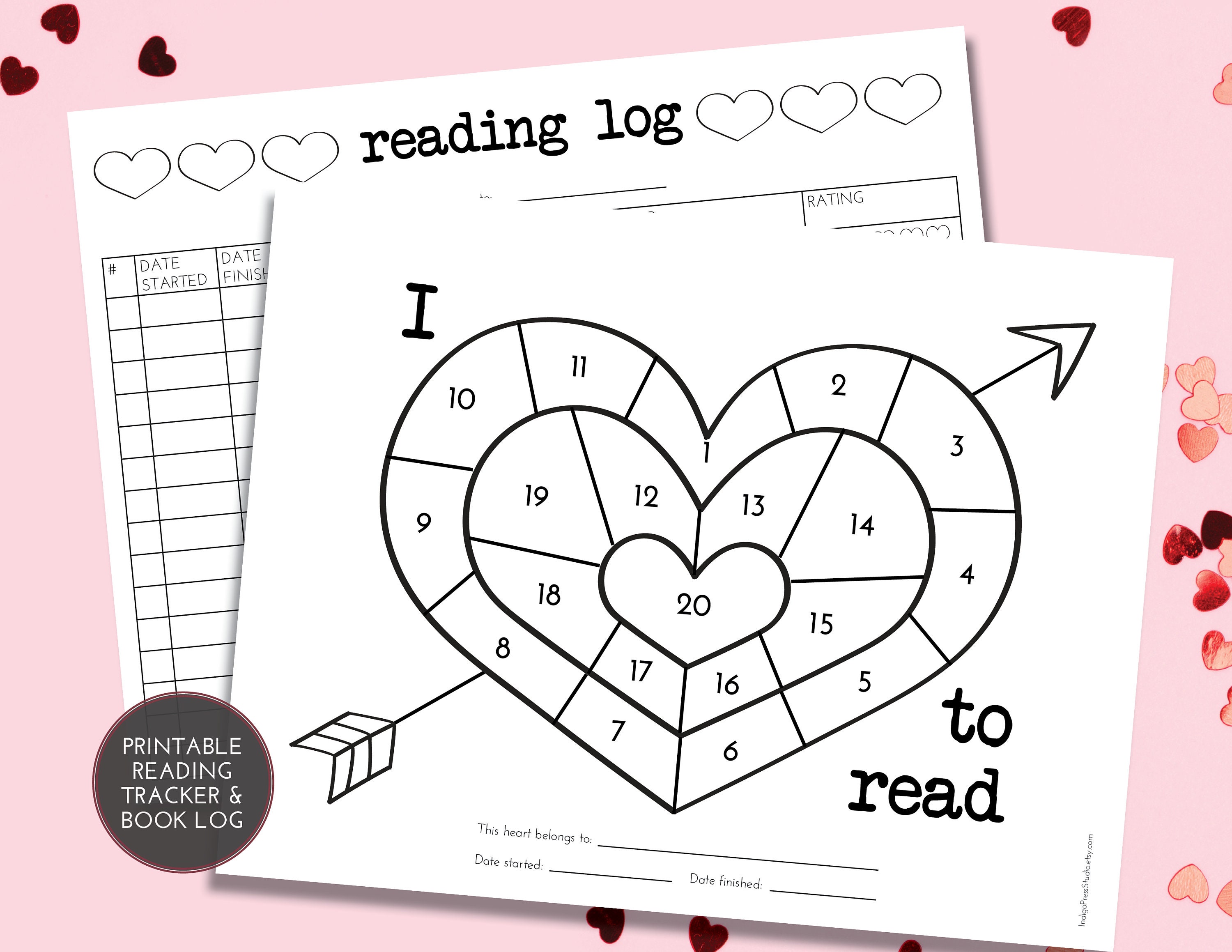 Heart Reading Tracker and Reading Log for Kids | Reading Challenge ...