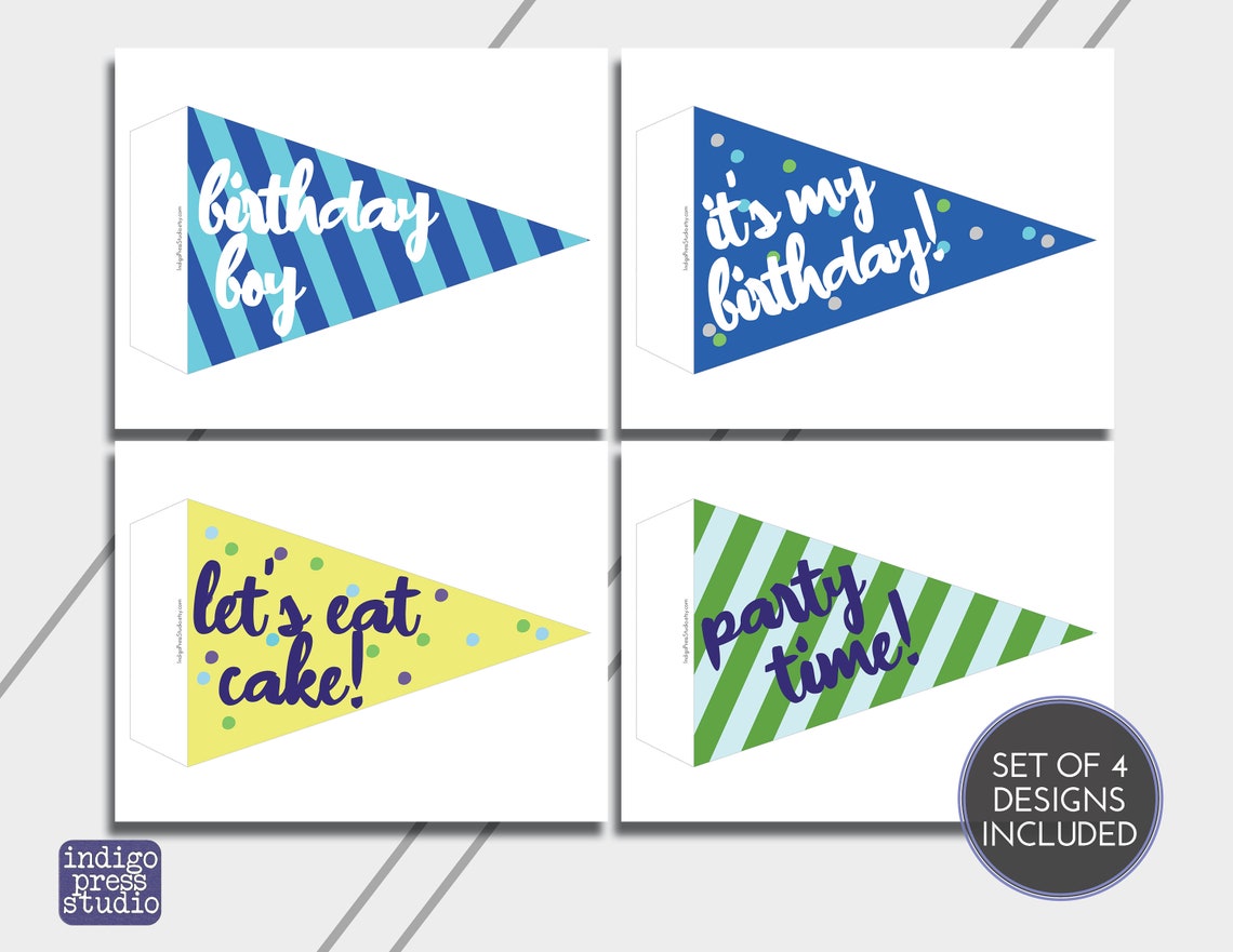 Birthday Pennant Flags | Birthday Boy Flag | Instant Download ...