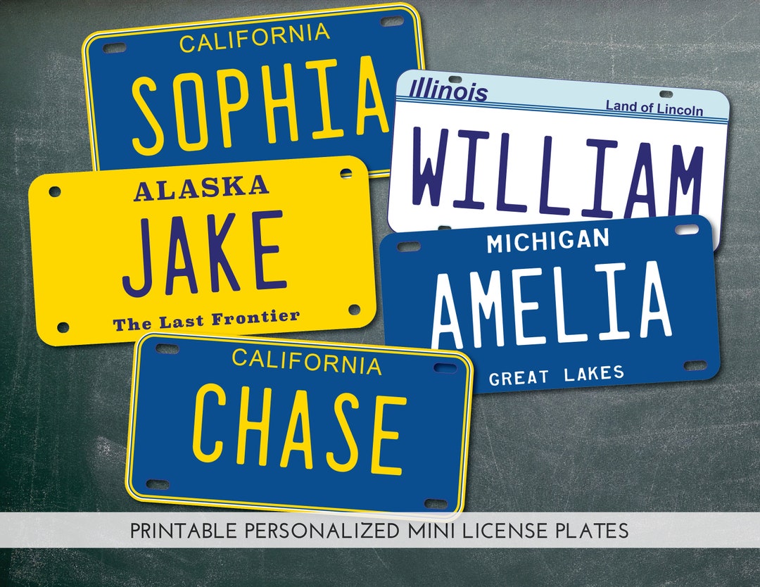 Personalized Mini License Plates Printable Kids Name Bicycle License ...