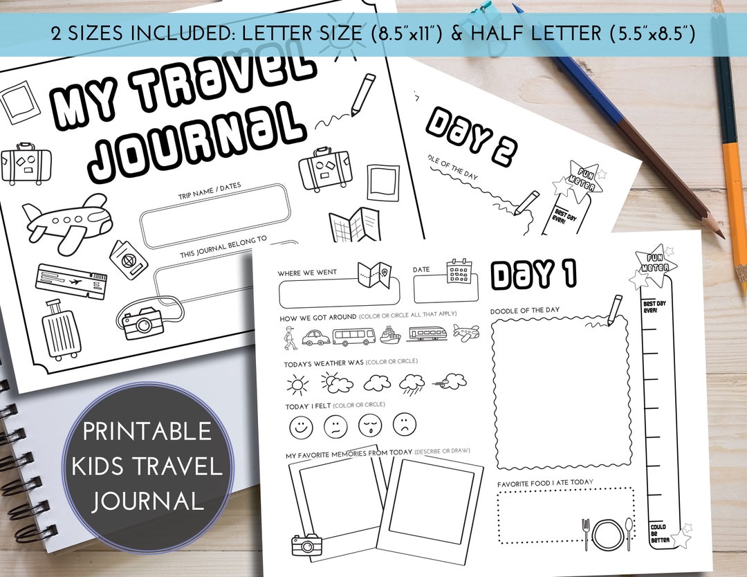 Kids Travel Journal Instant PDF Download Travel Diary Vacation Memory ...