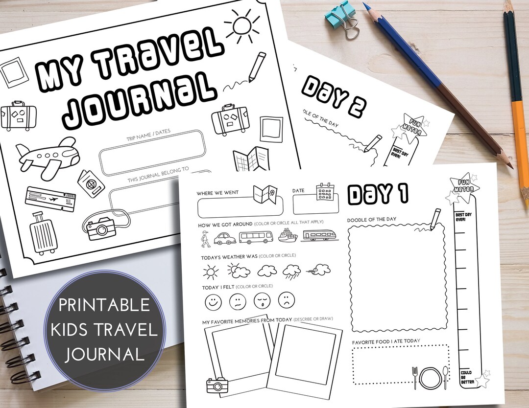 Kids Travel Journal Instant PDF Download Travel Diary - Etsy